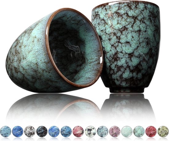 Koffiebeker keramiek, design koffiemok zonder handvat, 200 ml, set van 2, koffiemok,... | bol