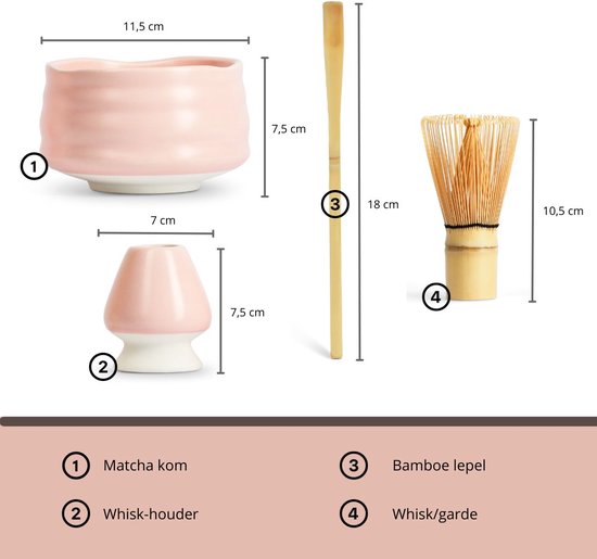 Luxe vierdelige Matcha set - Matcha starterkit inclusief Matcha kom ...
