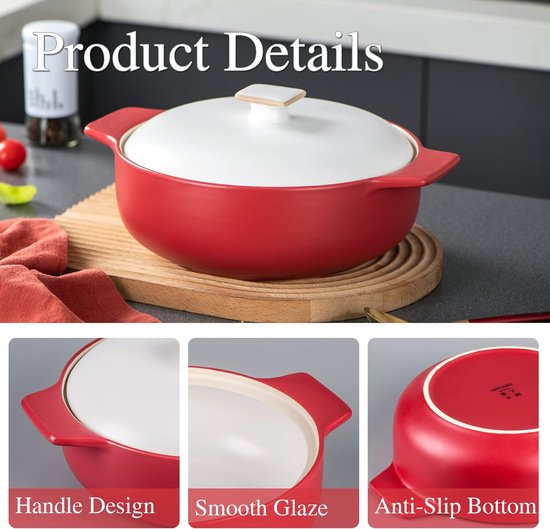 Simo Glaze Ovenschotel met deksel, Stoneware Heritage Bedekte Ronde ...