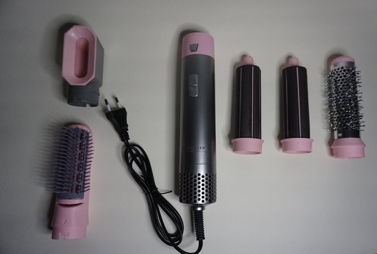 Fameilleur 5 in 1 multifunctionele krultang- haarstyler grijs/lichtroze ...