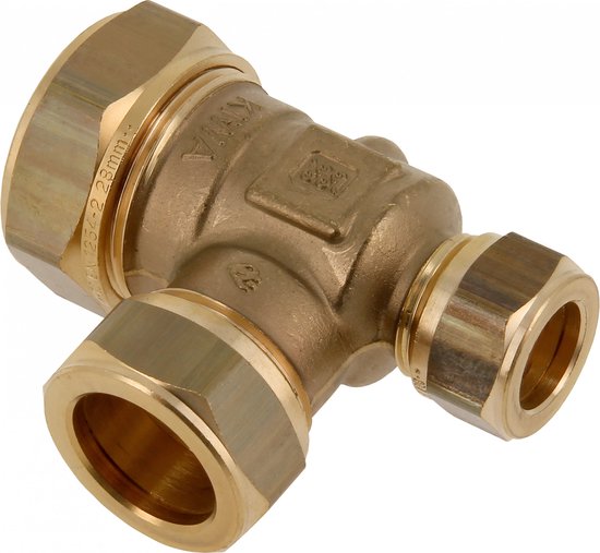 Bonfix knelkoppeling - T-stuk verlopend - 28mm x 22mm x 15mm - Messing | bol