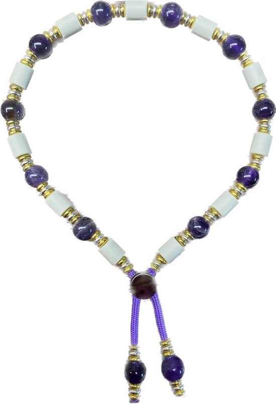 Anti-tekenband ketting natuursteen voor hond - Amethist - lengte ...