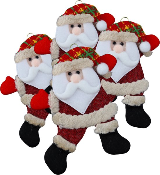 Schattige kerstman kerstpop - 4 stuks! - kerstpop voor in de kerstboom ...