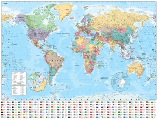 Collins World Wall Laminated Map | 9780008492540 | Boeken | bol