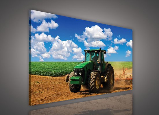 Canvas Schilderij - Tractor - Trekker - John Deere - Groen - Natuur ...