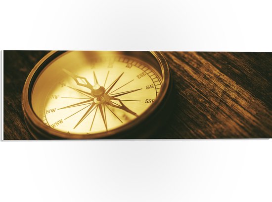 PVC Schuimplaat- Kompas - Noord - Oost - Zuid - West - Goud - Hout ...