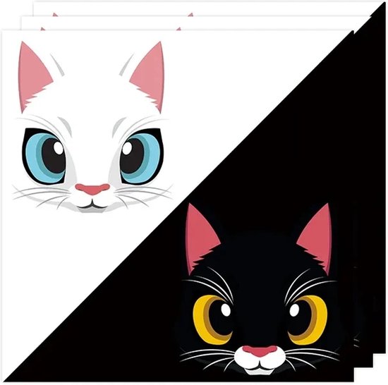 Pak met 20 poezen servetten Cats Black & White - kat - poes - servet ...