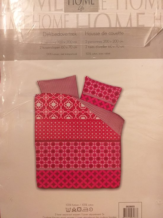 Dekbed overtrek 2 persoons - Rood - 200 x 200 - 100% Katoen | bol.