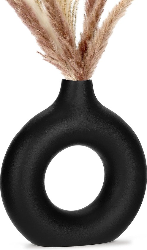 Decoratieve vaas van keramiek, matte zwarte vaas, vaas, zwarte vaas in ...
