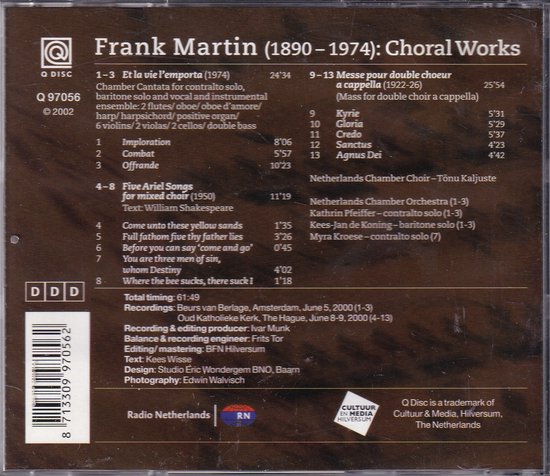 Choral Works - Frank Martin - Netherlands Chamber-Choir o.l.v. Tonu ...