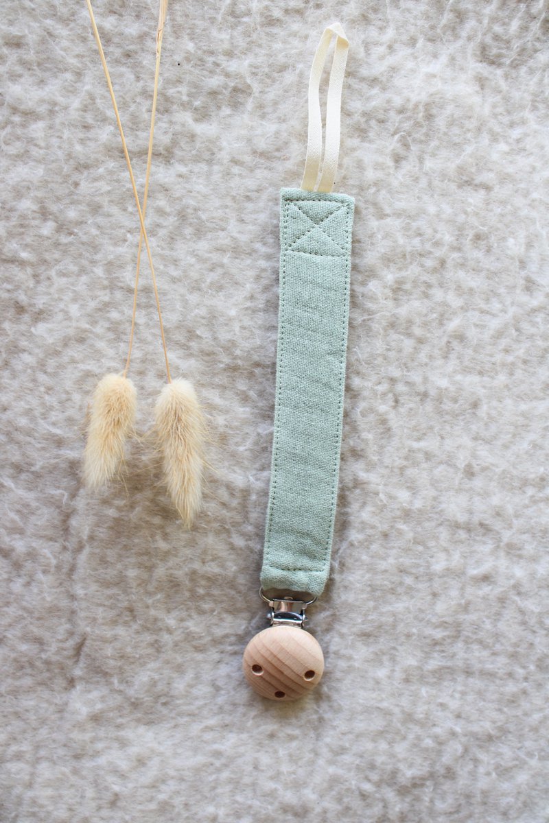 Speenkoord - katoen - olijf groen - houten knop - speenketting - baby ...