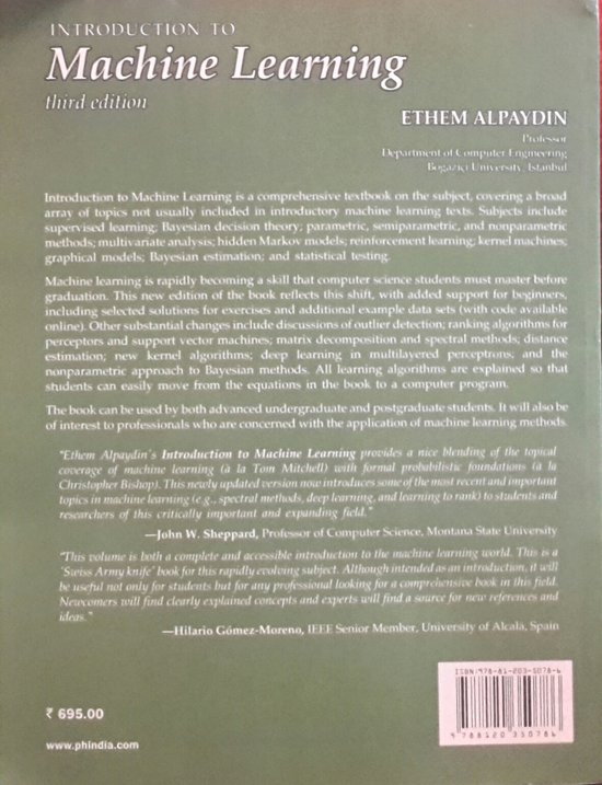 Introduction To Machine Learning | 9788120350786 | Alpaydin | Boeken | bol