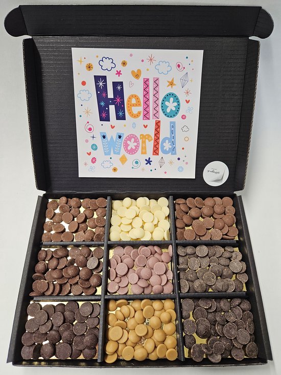 Chocolade Callets Proeverij Pakket met Mystery Card 'Hello World' met ...
