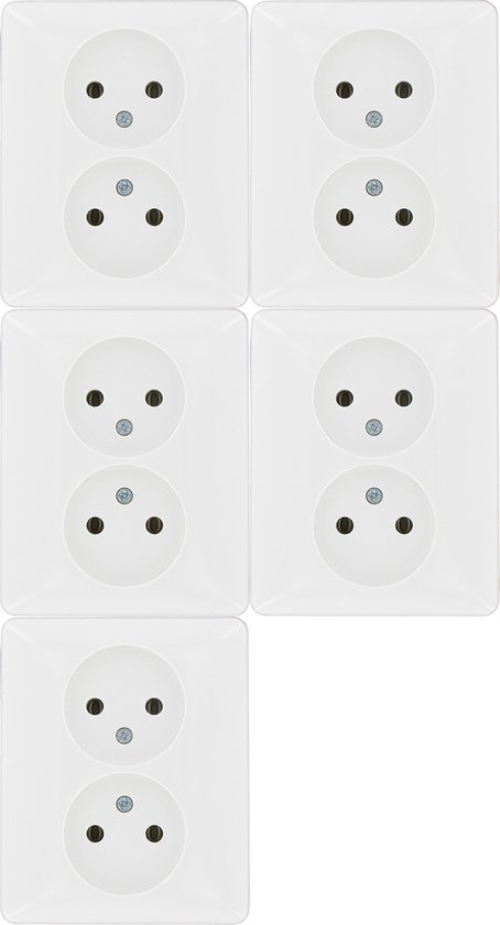 Peha stopcontact Standaard 2-voudig - Wit - 5 stuks Voordeelverpakking ...