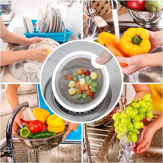 Afvoerzeef van roestvrij staal, keuken, gootsteen, zeef, afvoerzeef ...