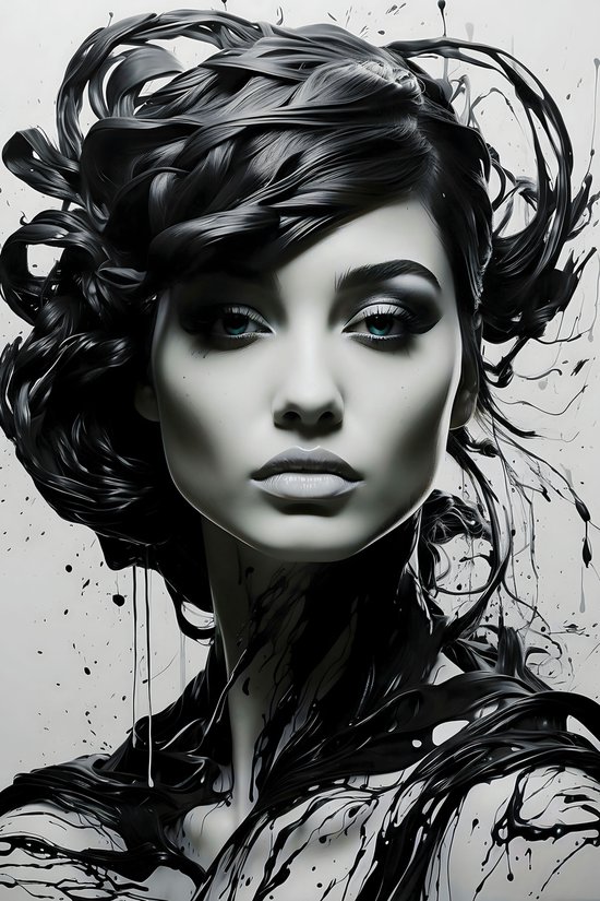 Vrouw Zwart Wit Poster | Moderne Kunst | Interieur Poster | Woonkamer ...
