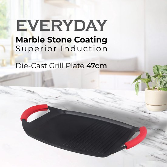 Royalty Line ® BTG47M Grillplaat Inductie - 47 cm - Plancha Met Ribbels ...