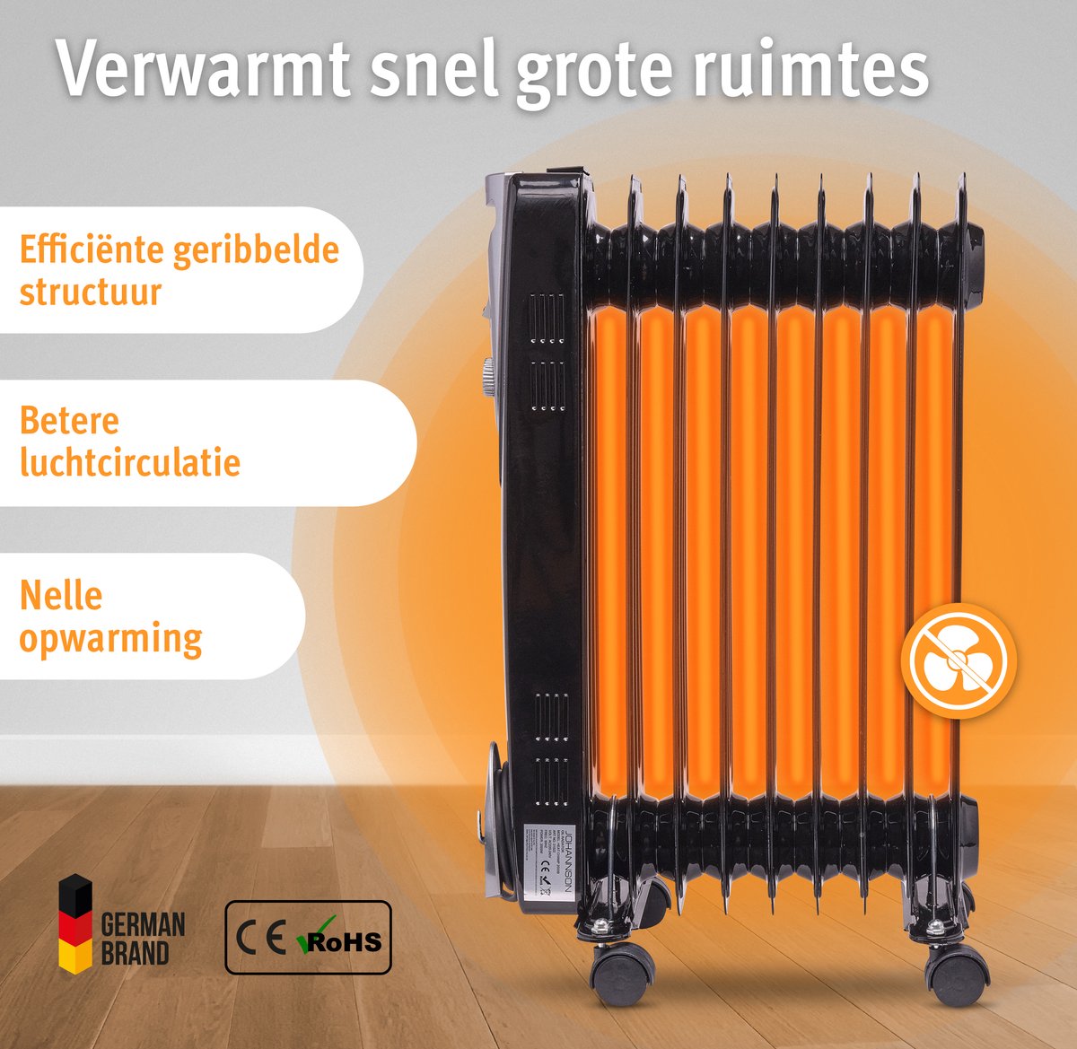 Johannson Oliegevulde Radiator 2000 Watt Vermogen | Mobiele Verwarming ...
