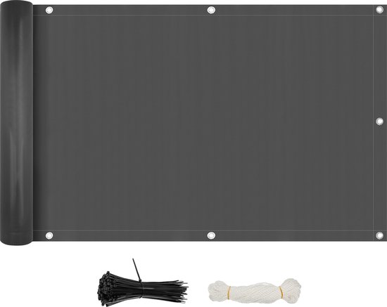 Balkonscherm-PVC-75x600-cm - UV-Resistent - antraciet | bol