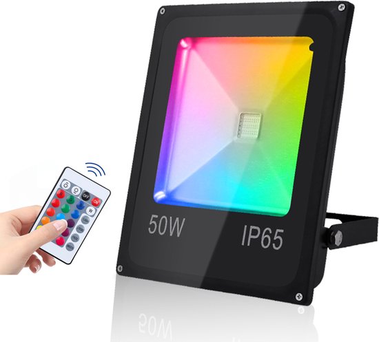 1X 50W RGB-schijnwerper Afstandsbediening RGB LED schijnwerper ...