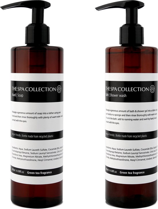 The Spa Collection Green Tea - Douchegel + Handzeep - 400 ml - Pompfles - Set van 2 stuks | bol