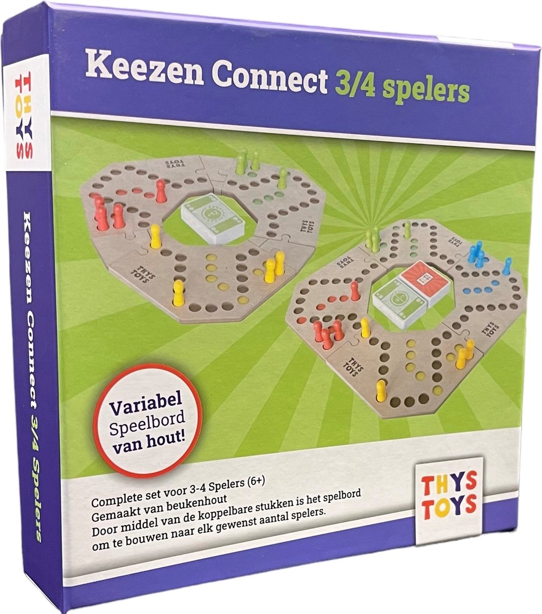 Keezen Bordspel Connect Deluxe - 3-4 Spelers - Hout - Houten Keezenspel ...