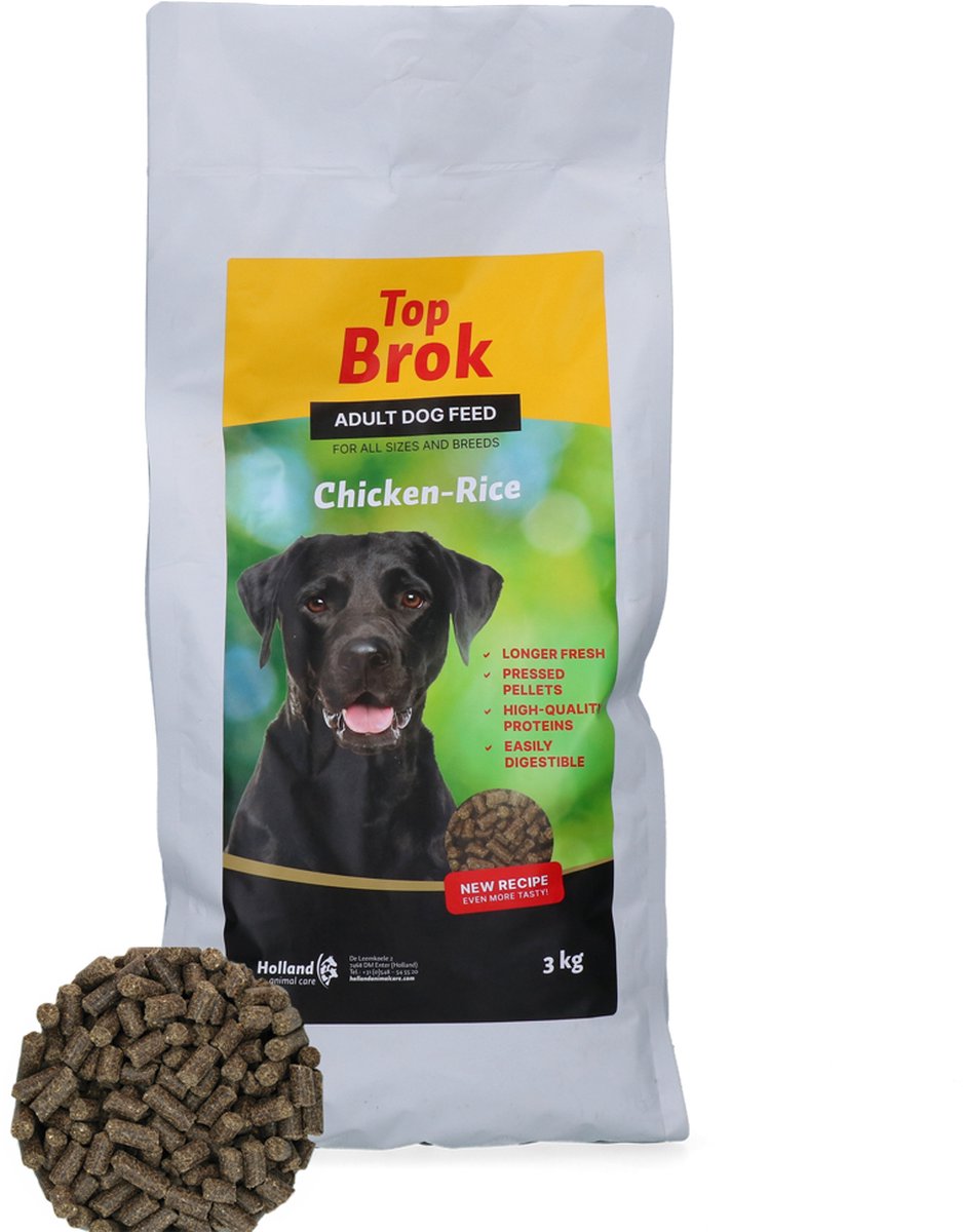 Topbrok Geperste Brokken Kip & Rijst - Hondenvoer - Hondenbrokken ...
