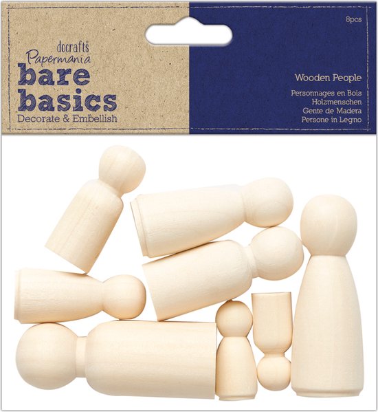 Wooden People (8pcs) - Family - Bare Basics peg doll hout pop | bol