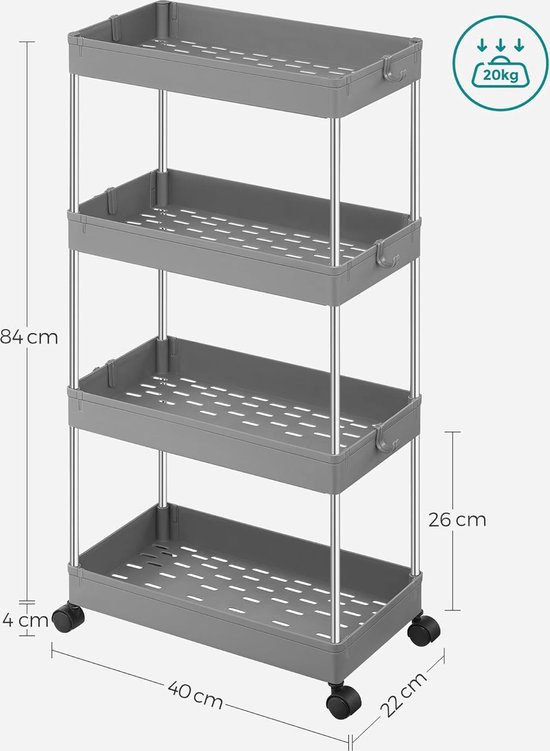 multifunctionele trolley met wieltjes voor keuken, kantoor, badkamer ...
