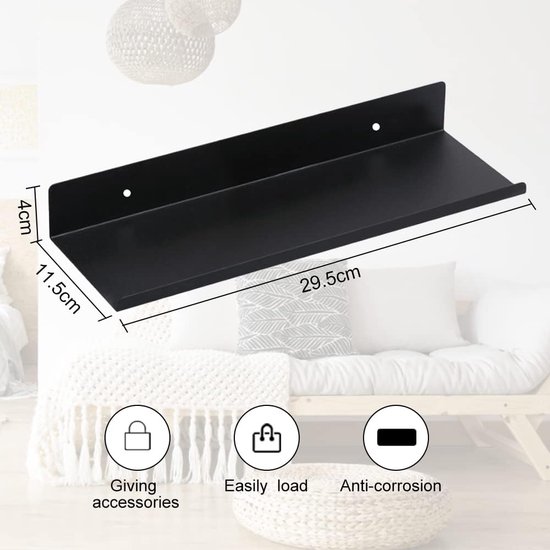 Zwevende planken, wandplanken, 30 cm, wandplank, voor woonkamer, hangplank, metalen... | bol