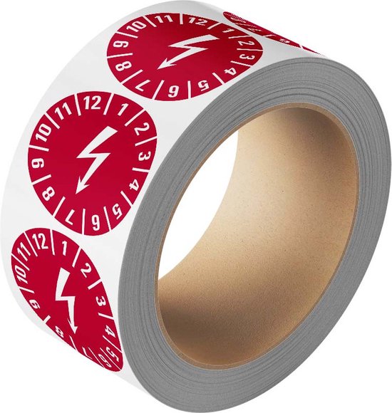 Elektrische keuringssticker op rol Rood 20 mm - 1150 per rol | bol
