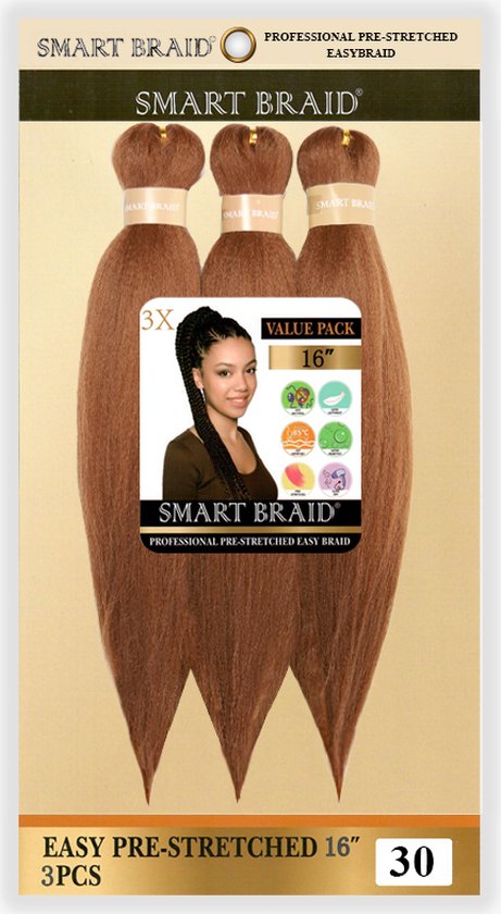 Smart Braid Pre-Stretched - Hair extensions - 3 in 1 verpakking - 16 ...