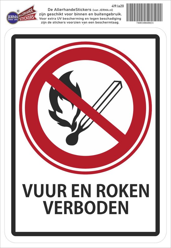 Vuur en roken verboden sticker. | bol