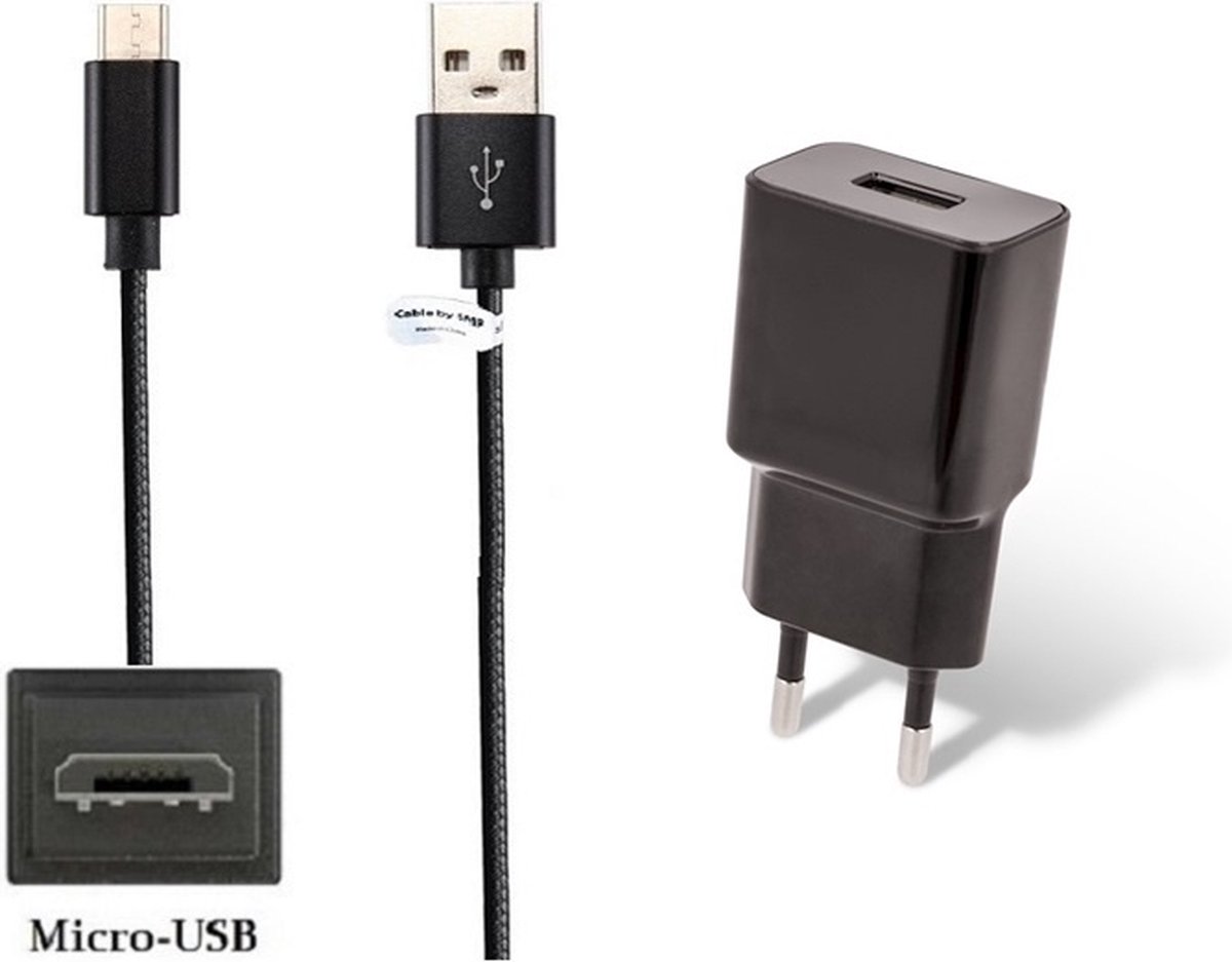 2A lader + 3,0m Micro USB kabel. Oplader adapter en oplaadkabel ...