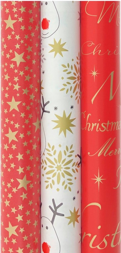 RED PASSION - cadeaupapier - kerstpapier inpakpapier voor kerst - 3 ...