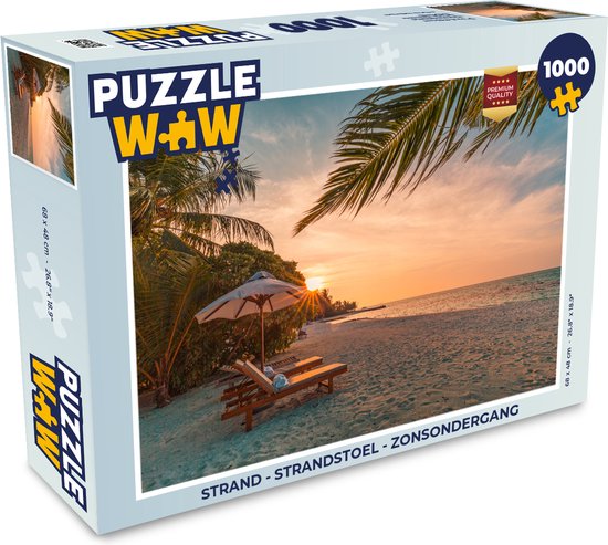 Puzzel Strand - Strandstoel - Zonsondergang - Legpuzzel - Puzzel 1000 ...