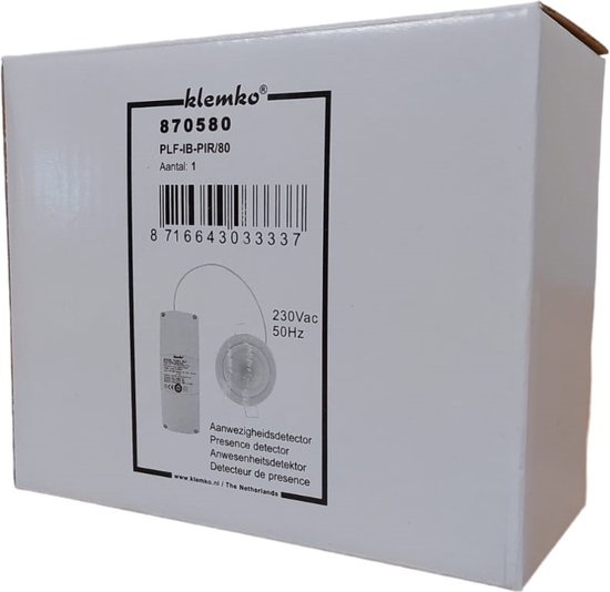 Klemko Bewegingsmelder - inbouw 2200W 10m PLF-IB-PIR/80 - Wit | bol