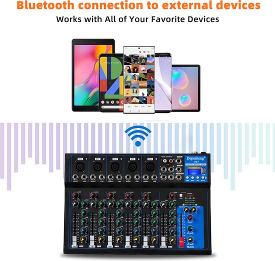 HT7 Draagbare bluetooth-audio-mixer mengpaneel met USB-DJ-sound ...