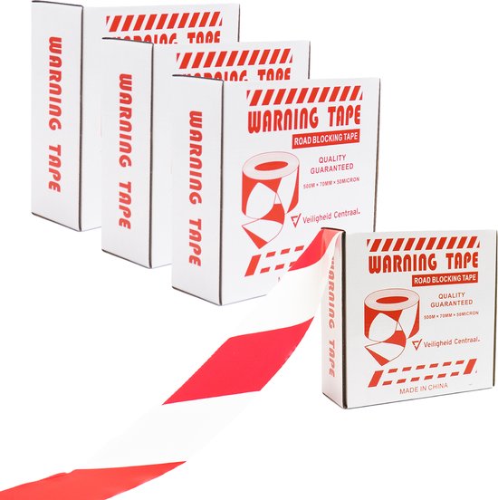 Afzetlint rood wit 500 meter - 4 stuks afzetlinten | bol