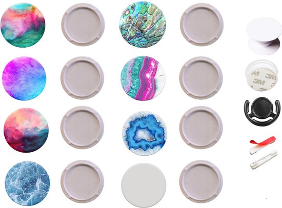 Popsocket extended disk set Pastel met extra diskjes, clip, houder en speldje | bol.com