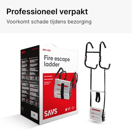 SAVS ESC-1000 Vluchtladder 10 meter - 4 verdiepingen - Brandtrap ...