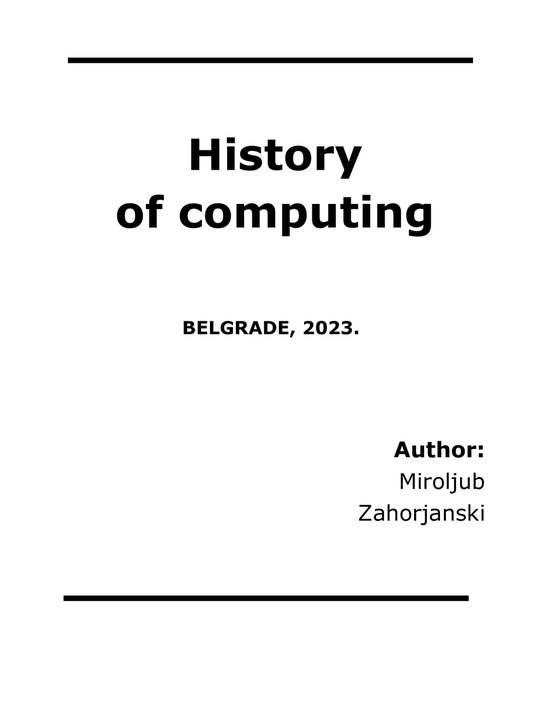History of computing (ebook), Miroljub Zahorjanski | 1230007204647 ...