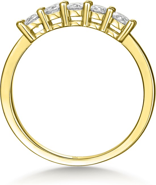 Quintella - 14k Geelgouden 5 Stenen Moissanite Jubileumring | bol