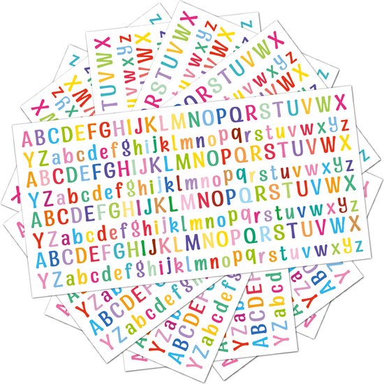 Alfabet Sticker vellen - Gekleurde Letters & Hoofdletters - 40x Alfabet ...