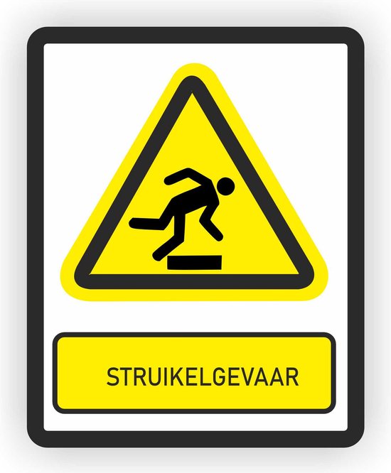 Struikel gevaar waarschuwing sticker. | bol