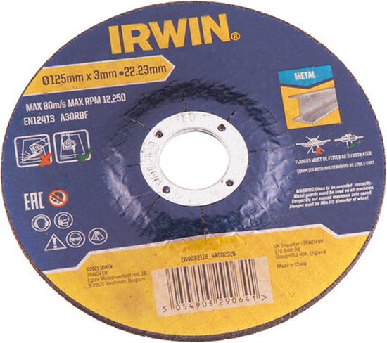 IRWIN 4 slijpschijven (+ 2 gratis)125mmx3mm doorslijpschijf metaal | bol
