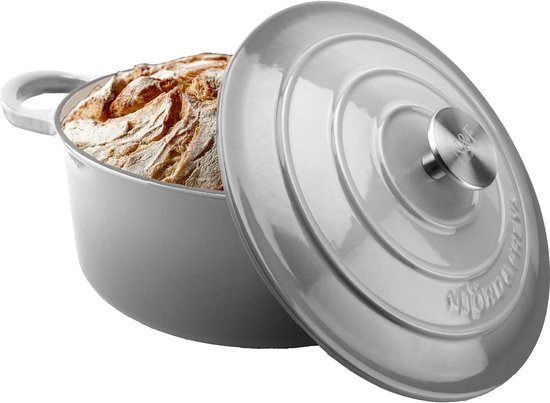 Stoofpan, gietijzeren pan, braadpan met deksel, braadpan van gietijzer ...