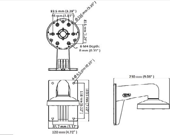 Hikvision DS-1273ZJ-135 zwart aluminium muursteun voor dome camera's | bol