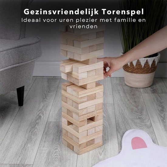 XXL Stapeltoren Spel - Groot Formaat Houten Toren - Outdoor Spel - 60 Delig - Spel... | bol