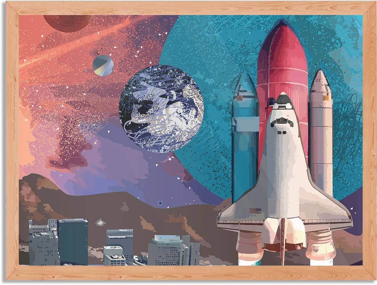 Poster The Space Race Rechthoek Horizontaal Met Lijst L (50 X 40 CM ...